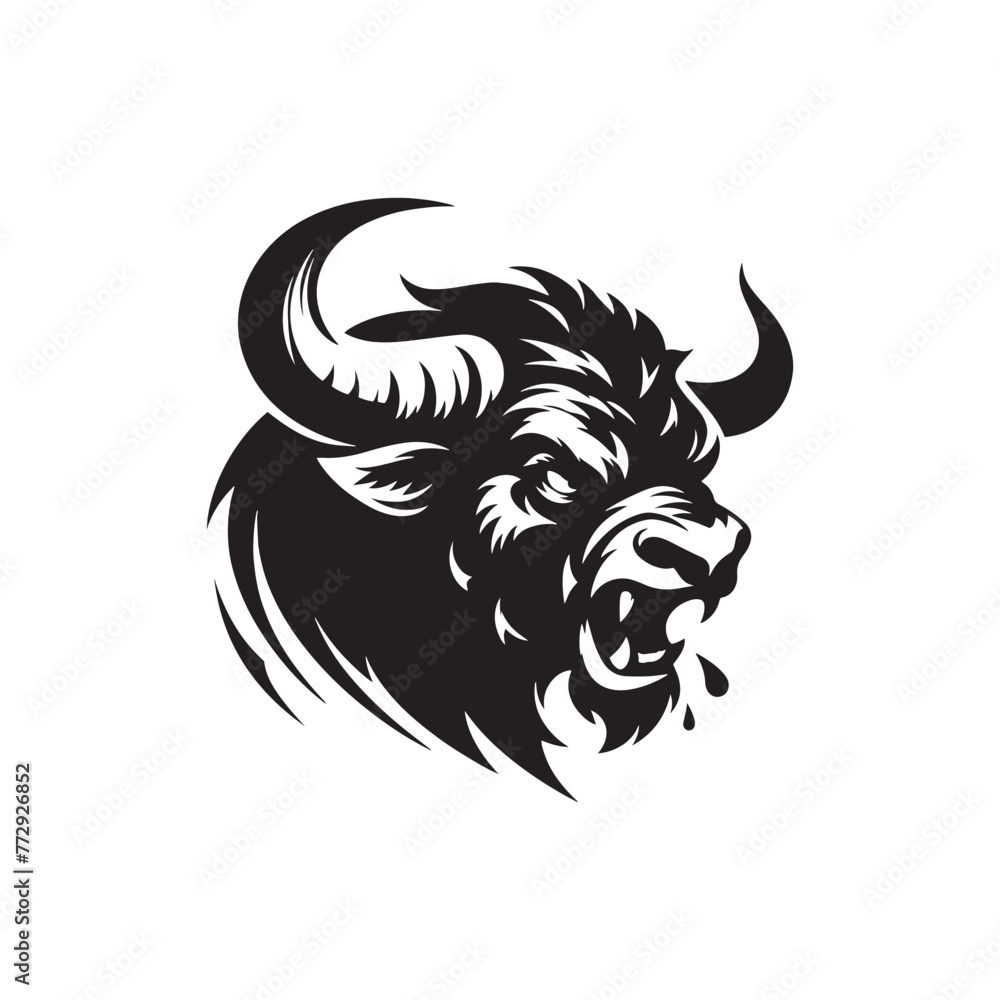 Vector Silhouette of an Angry Ox Exuding Raw Power and Intensity in ...