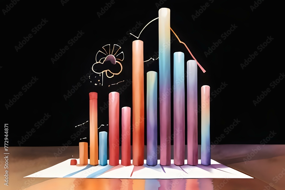 Whimsical Weather Forecast Graph. 3D bar chart with weather icons ...