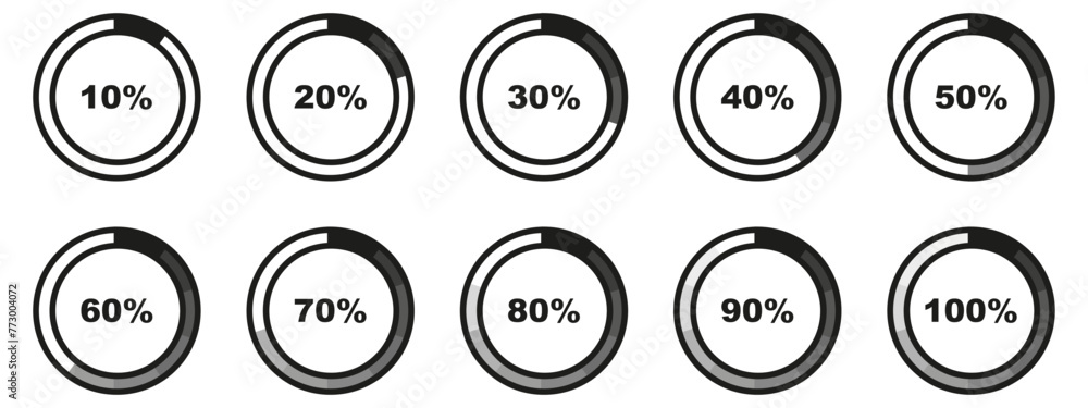 Circle loading and circle progress collection. Set of circle percentage ...