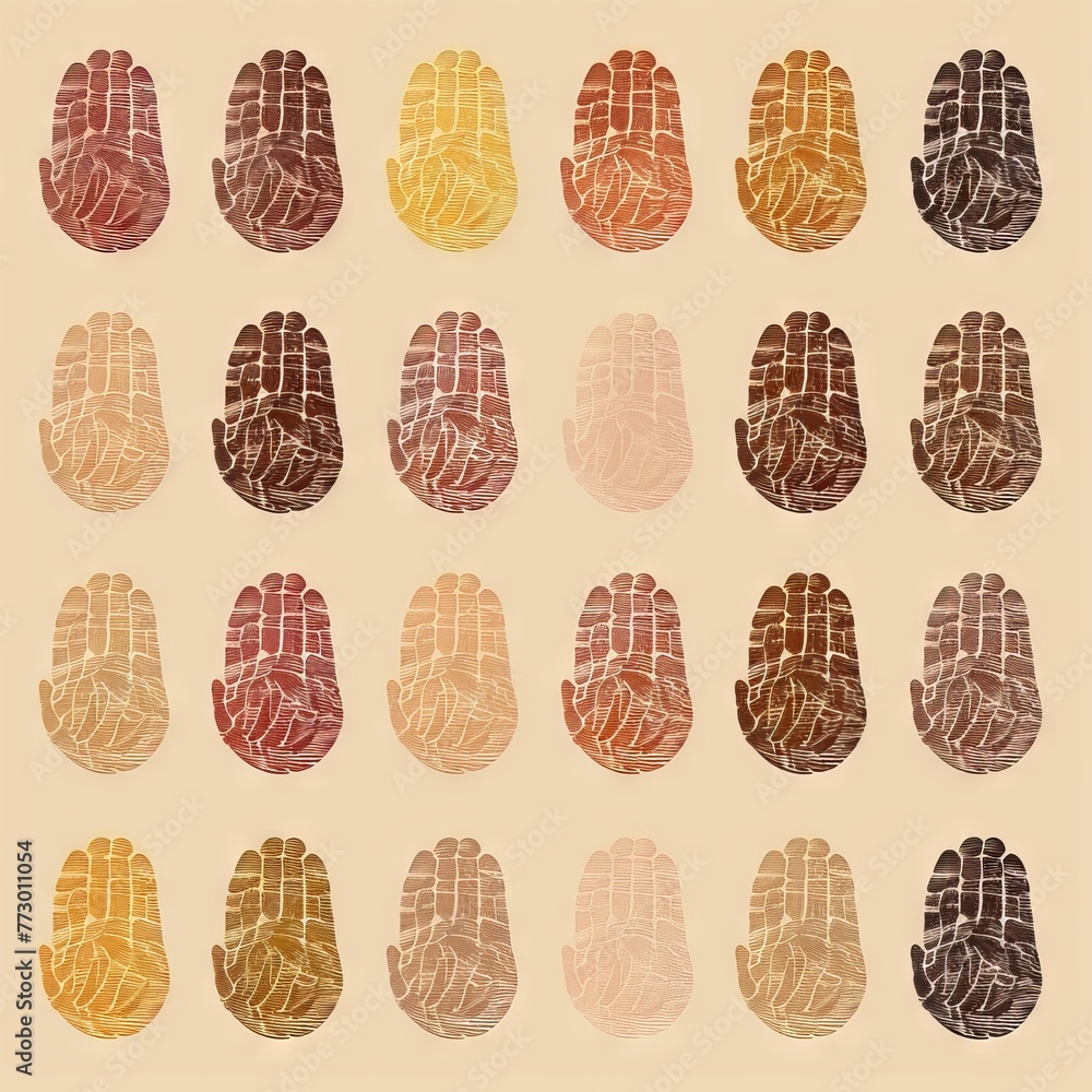 Unity in diversity: multicolored fingerprint mosaic symbolizing ...