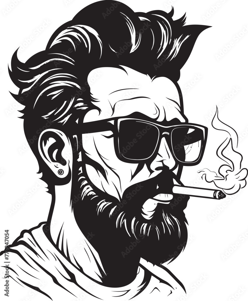 Classy Cloud Vector Logo of a Classy Guy with a Smoke Smokin Stance ...