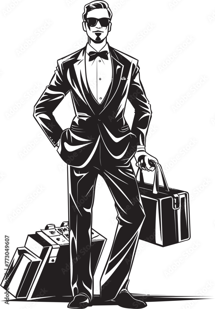 Goldmine Gloria Cartoon Rich Person with Money Bag Emblem Prosperity ...