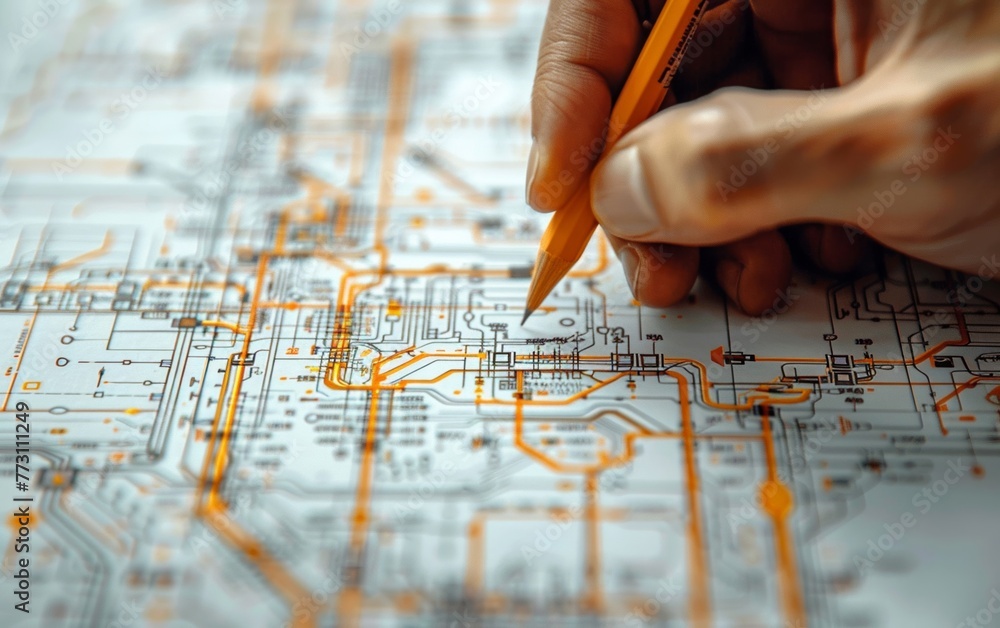 An transportation engineer is drawing a detailed map of a city's public ...
