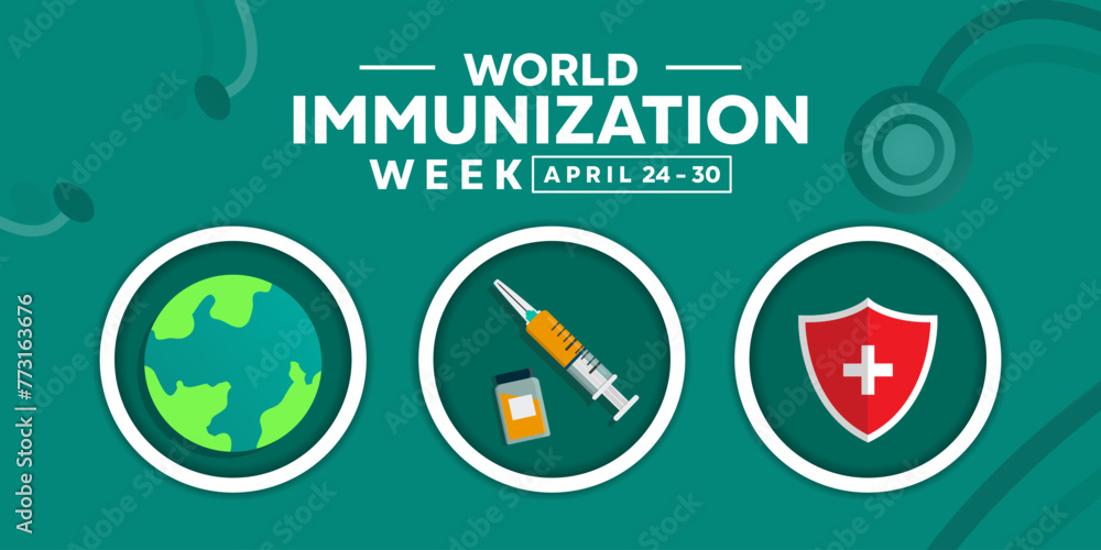 World Immunization Week. Earth, syringe and Shield. Great for cards ...
