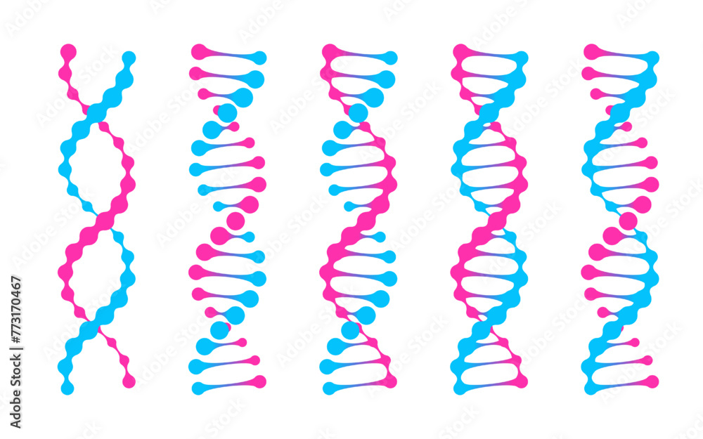 Dna vector double helix molecule. Metaball 2d flat silhouette model of ...