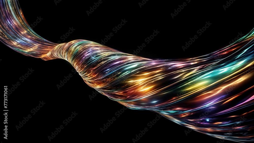 vortex, funnel on black background,abstract rainbow holographic ...