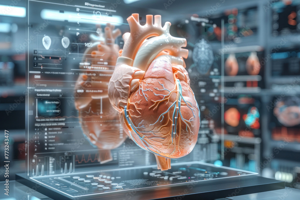 A high-resolution holographic display presenting an in-depth look at ...