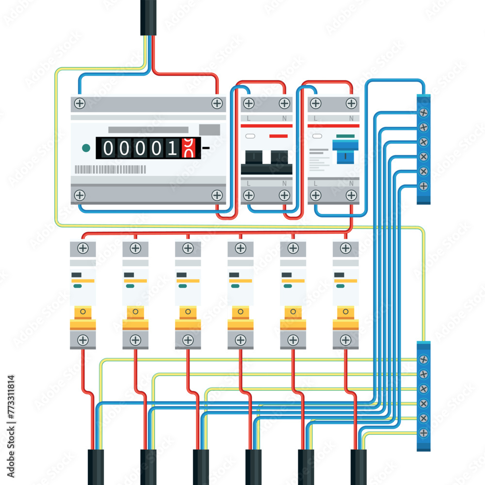 Single-phase network energy meter connection diagram.Types and ...