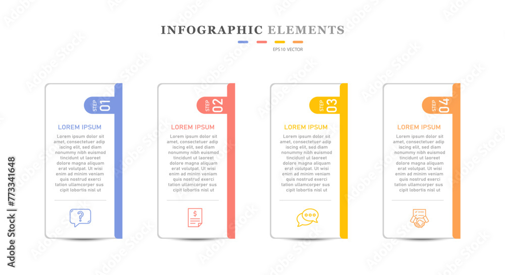 Vector infographic design of 4 steps of work process. Graphics for ...