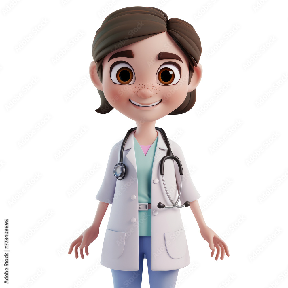 Confident animated female young doctor with stethoscope clipart cut out ...