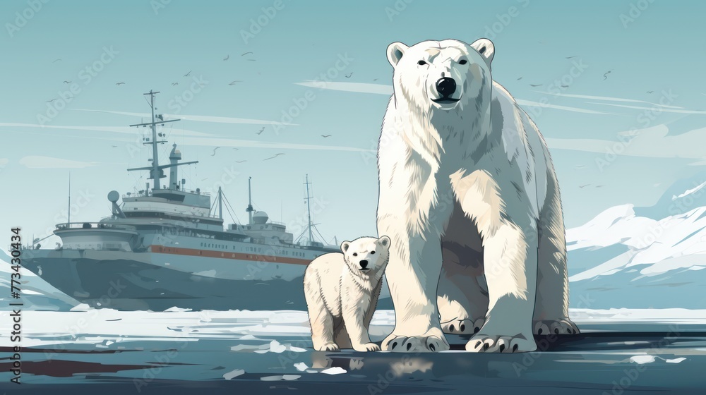 Wilderness comes alive in this handmade portrayal of polar bears amidst ...