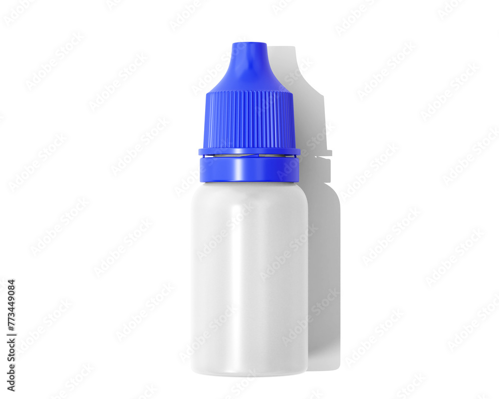 Blank white plastic clear eye dropper bottle with colored cap isolated ...