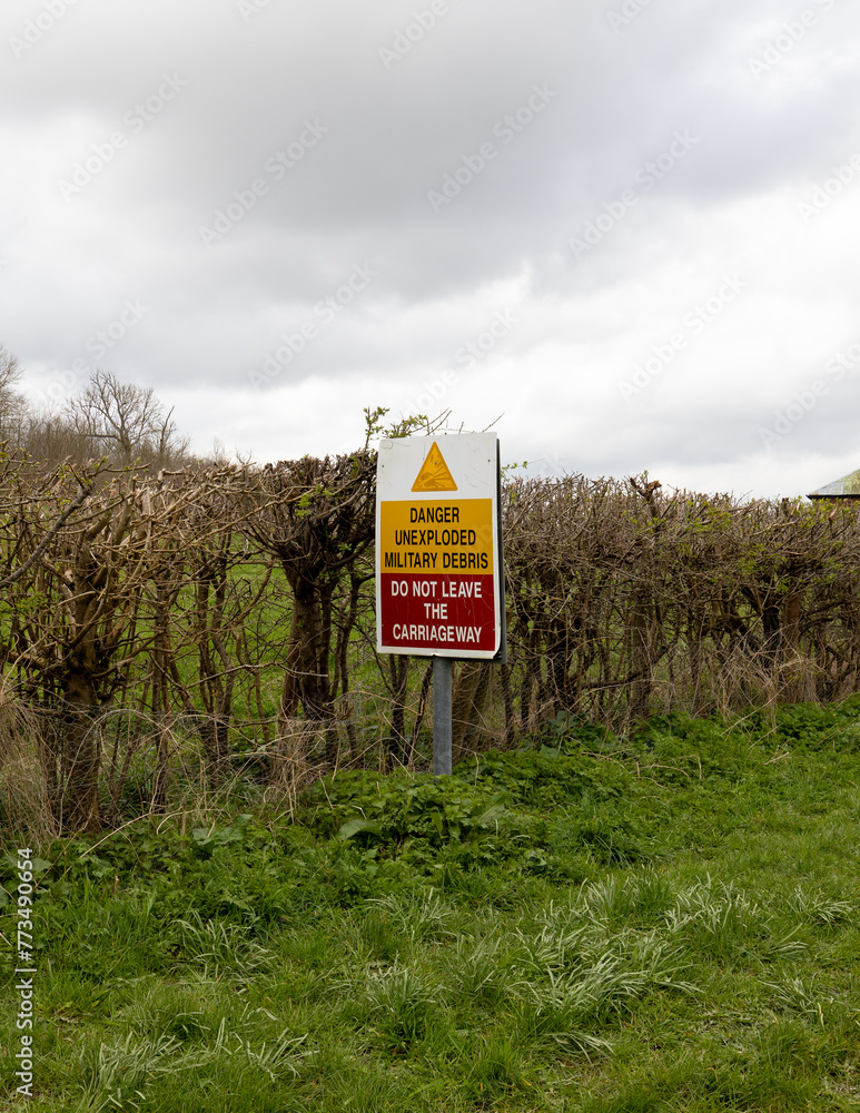 Danger explosives do not stray. Warning sign. Stock Photo | Adobe Stock