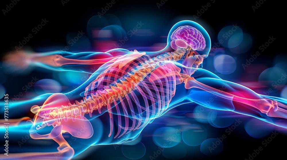 Back Pain, Backache, Human Spine X-ray Anatomy, Emphasizing the Spine ...