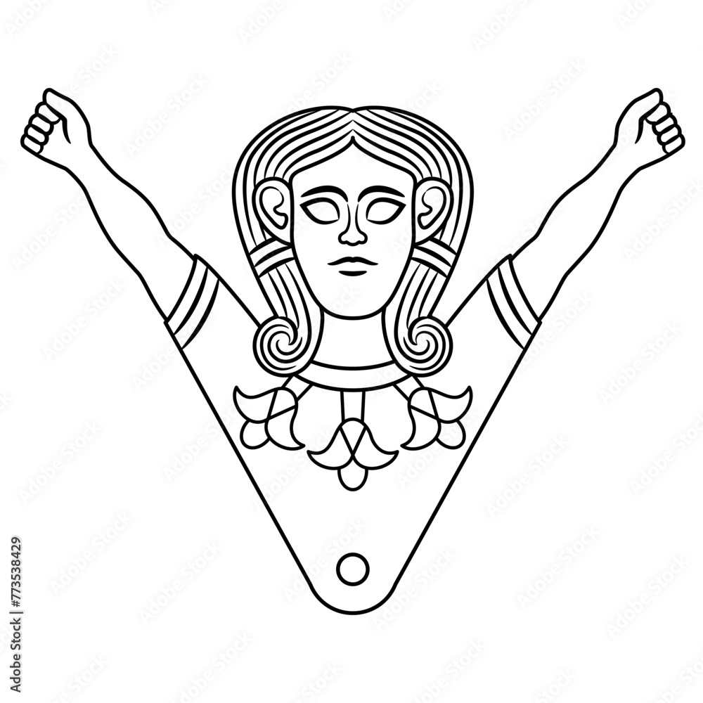 Ancient Near Eastern goddess Astarte with two raised arms. Antique ...