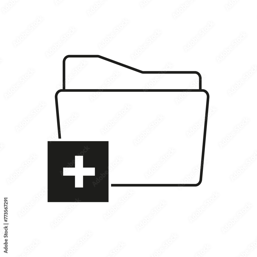 Medical records folder icon. Healthcare documentation symbol. Patient ...