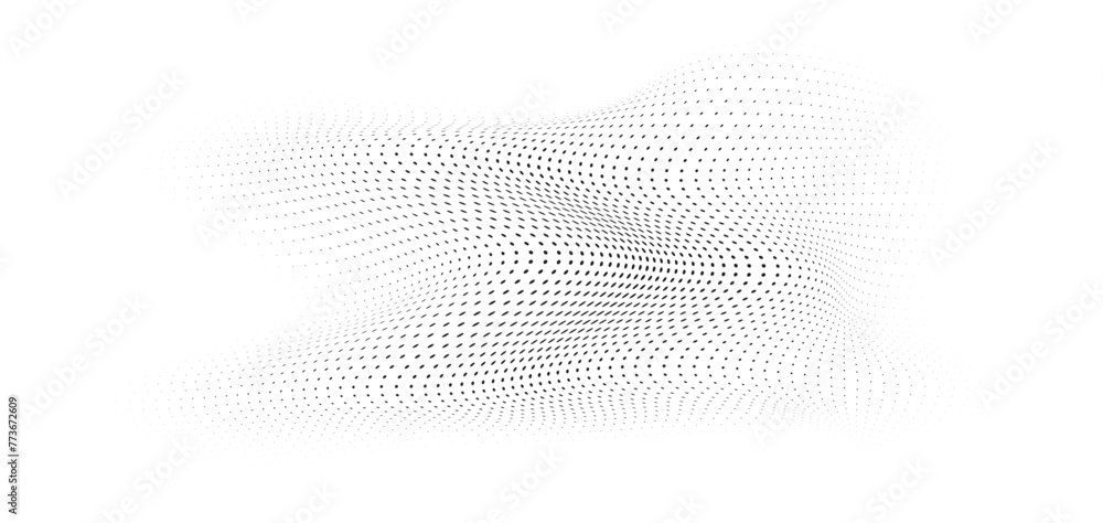 Flowing Wave Dot Halftone Pattern: Curve Gradient Shape on Transparent ...