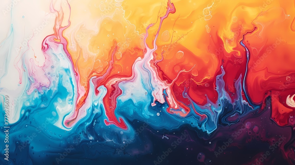 Waves of liquid color splashing across the canvas, forming a dynamic ...
