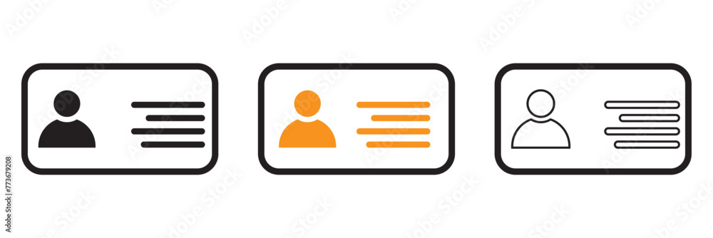Vector de Stock ID Card icon set. ID Card with Circle tick approved ...