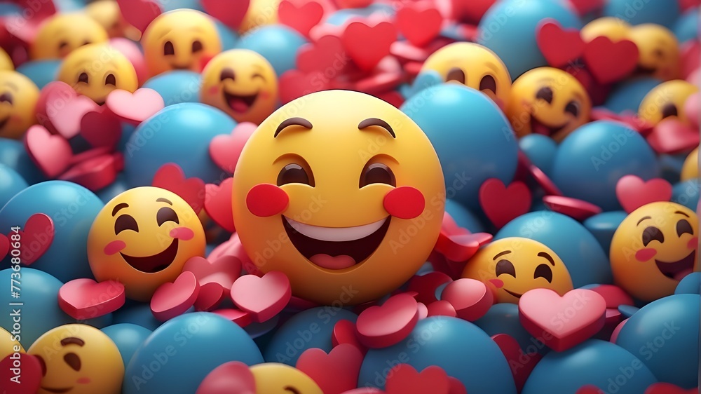 Illustration Stock "3D emoji in love emoticon. Realistic photograph of ...