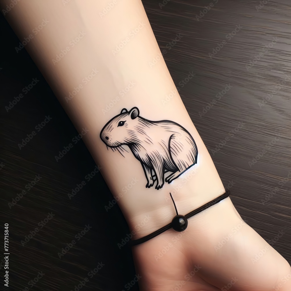 tattoo designs inspired by capybaras, tattoo logos with happy capybara ...