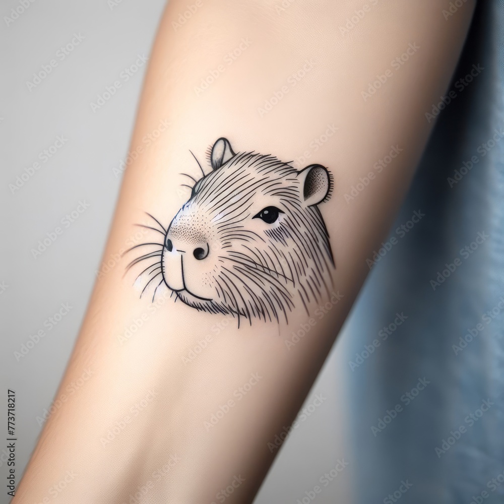 tattoo designs inspired by capybaras, tattoo logos with happy capybara ...