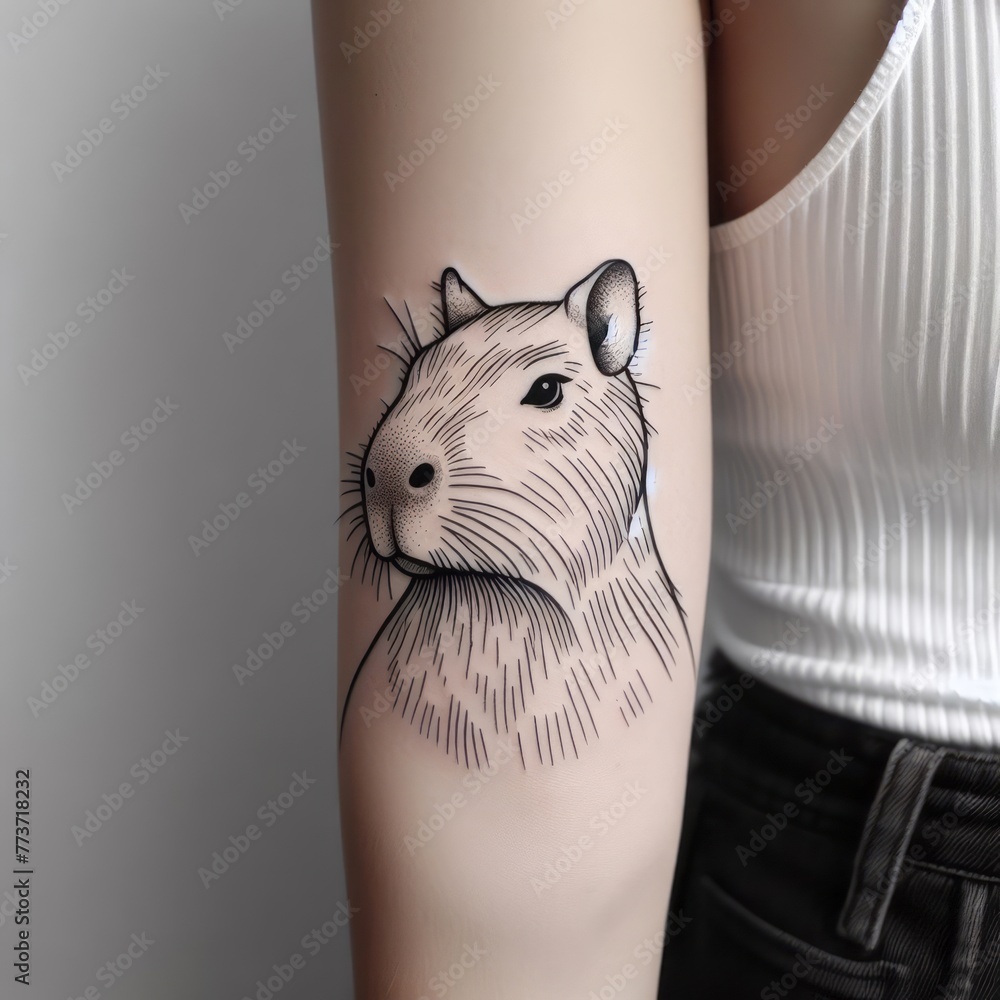 tattoo designs inspired by capybaras, tattoo logos with happy capybara ...