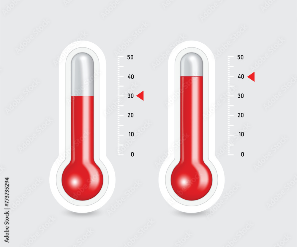 Two thermometers measure the temperature of the air in summer. The heat ...