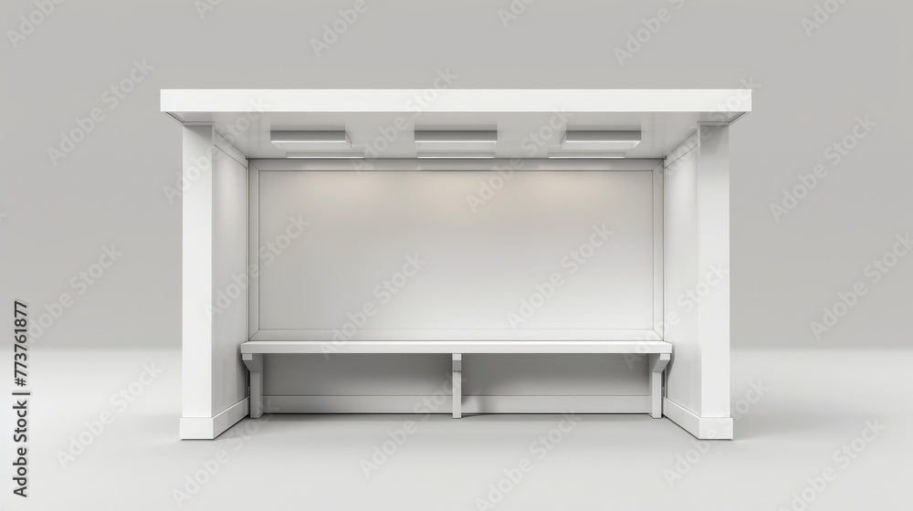 Booth for advertising. A series of white and grey images of different ...