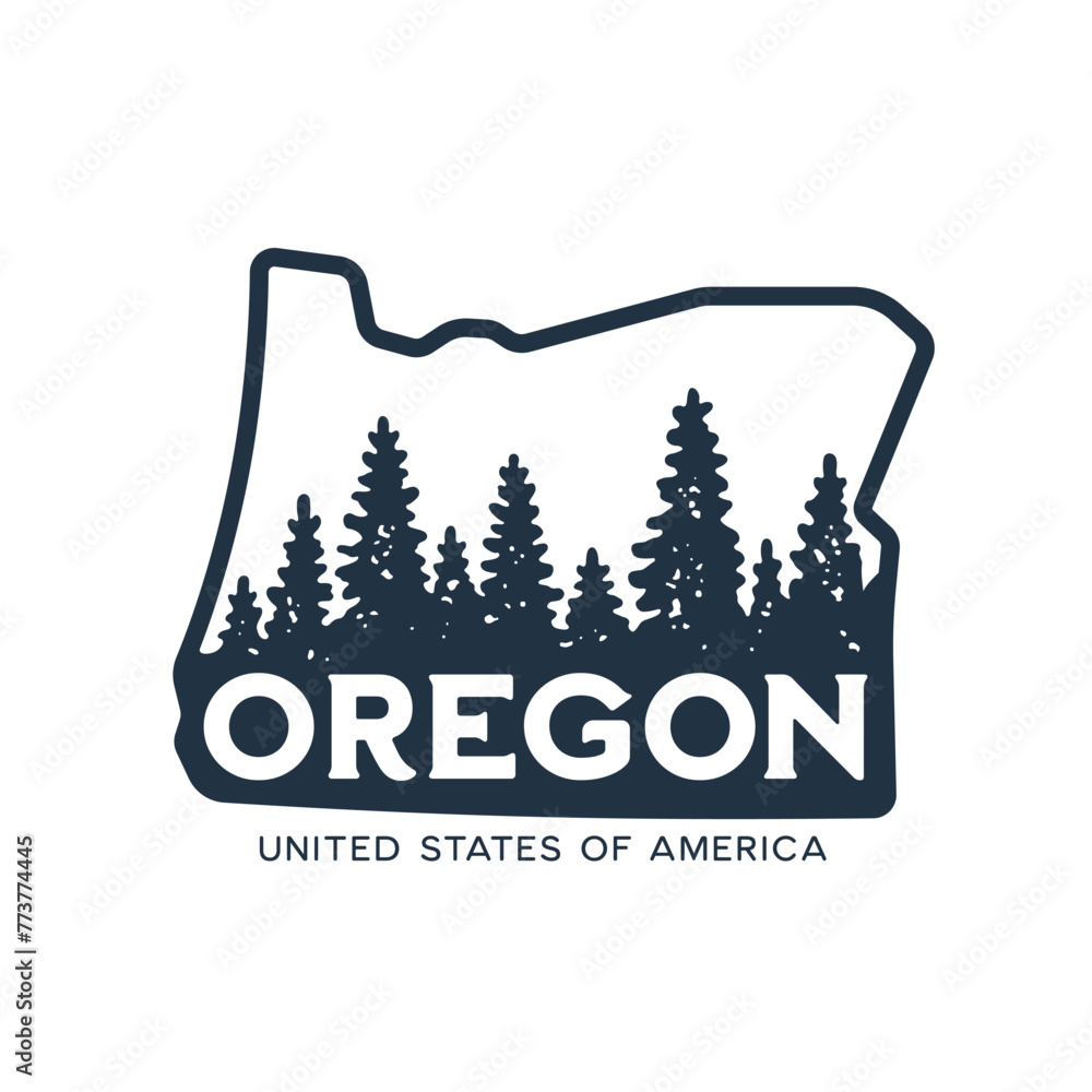 Oregon. Hand drawn USA state name silhouette on white background ...