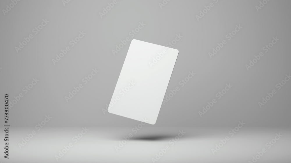 Blank mockup one bank (gift) card with shadows on a grey background ...