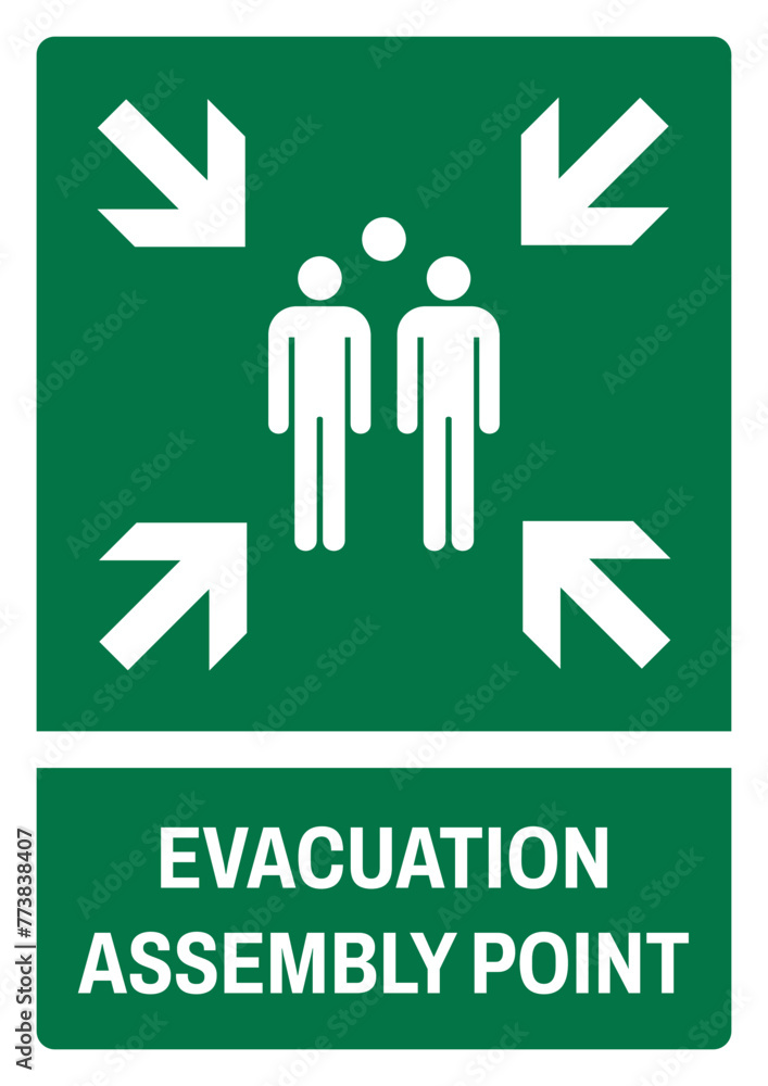 iso emergency and first aid safety signs evacuation assembly point size ...