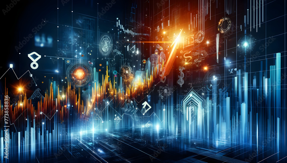 Dynamic Stock Market Growth Background: Upward Trending Graphs, Digital ...