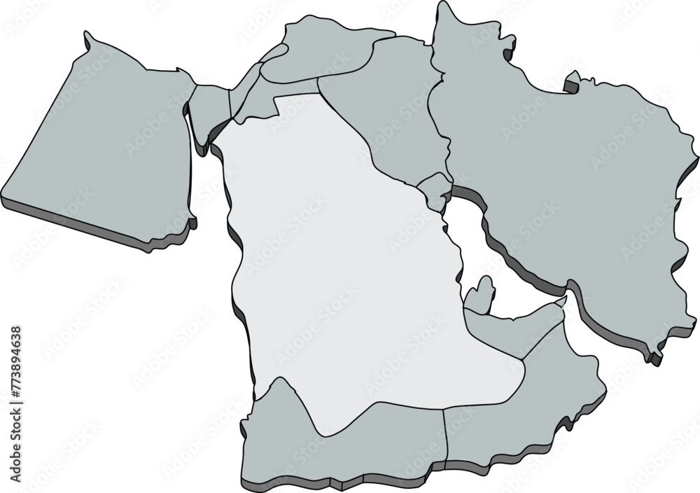 Silver simple blank political map of SAUDI ARABIA with thick black ...