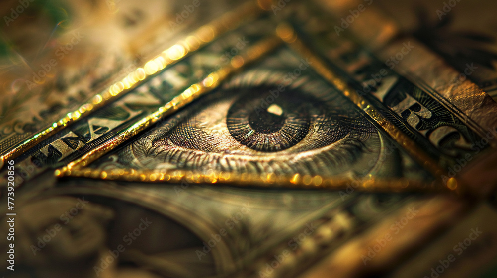 On the US one-dollar bill, the Eye of Providence, set within a golden ...