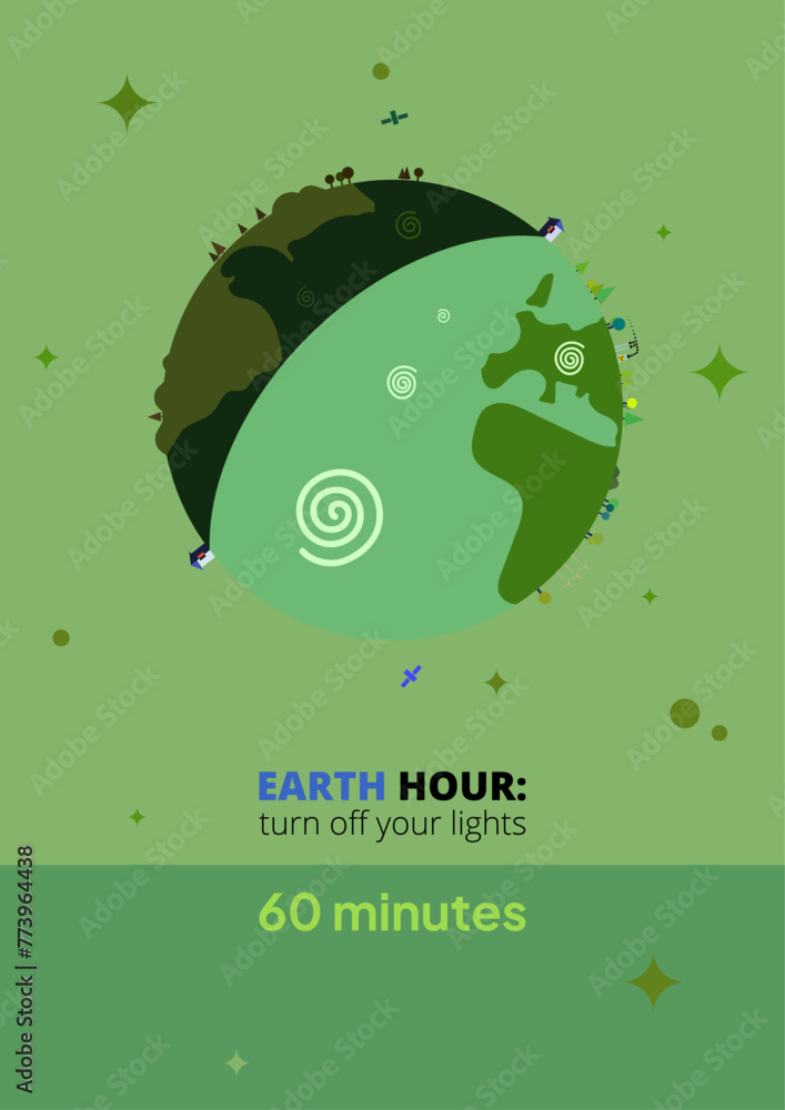 Earth hour poster and banner. Turn off your lights vector illustration ...