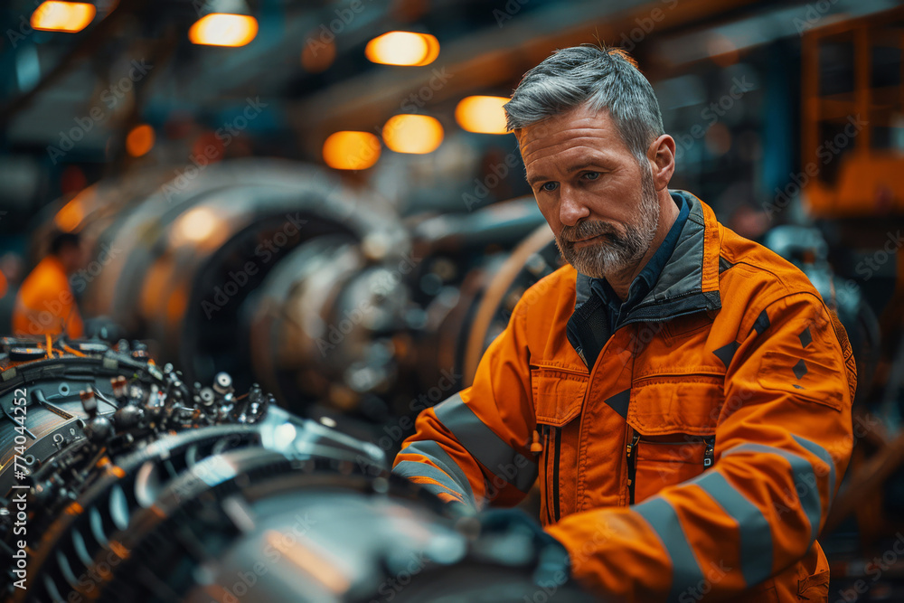 Male aircraft maintenance technician conducts meticulous inspections ...