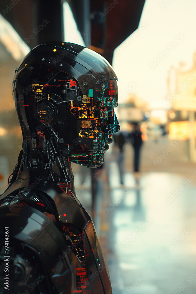 A cyborg disguised as a human their augmented features concealed ...