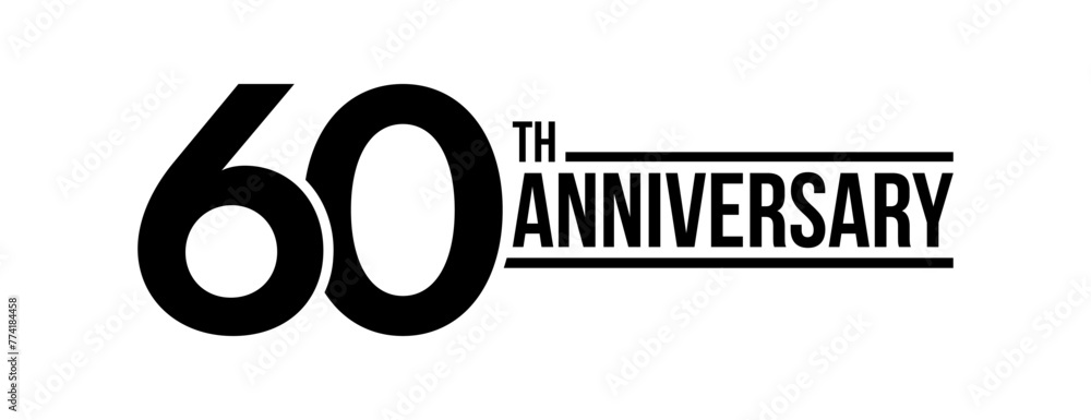 60th anniversary celebration label. Sixty years jubilee congratulation ...