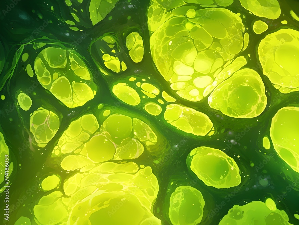 Vibrant Neon Green Hydrochloric Acid Secretion in Parietal Cells of ...