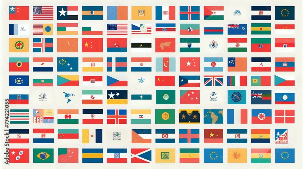 All world flags - vector set of rectangular icons. Flags of all ...