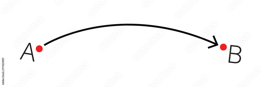 Straight line with point on start and arrow on finish. Symbol of ...