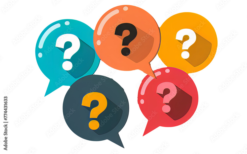 Question mark icon in the multicolor bubble isolated on a transparent ...