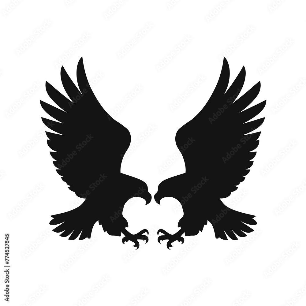 two-fight eagle illustration symbol. eagle silhouette. eagle flying ...