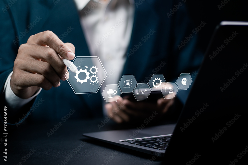 RPA, Robotic process automation concept. Automation technology for ...