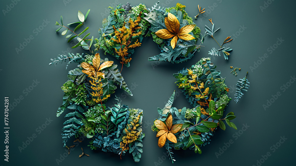 Recycle symbol on green background with recycle bin. Concept ...