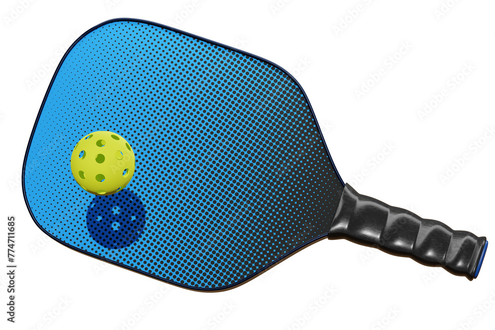 pickleball racketand ball on transparent background - 3d illustration ...