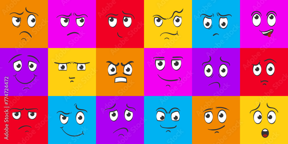 Collection memes.Set of emoticon hand drawn pattern.Different eyes ...