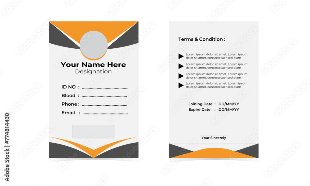 Simple vector office ID card design .Modern and minimalist id card ...