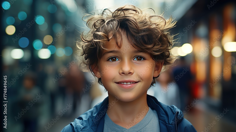 Young cute boy smiling into camera. Adorable caucasian boy. Happy kid ...
